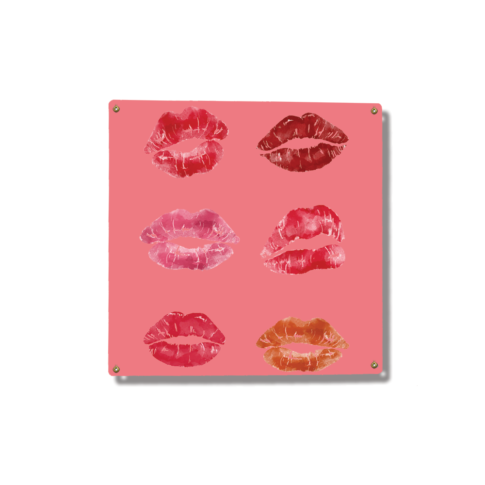Kiss Me Square Metal Sign